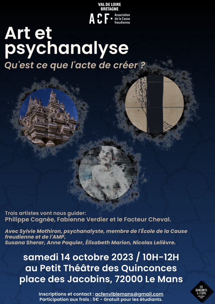 Art et psychanalyse. Qu'est-ce que l'acte de créer ? - ACF en VLB